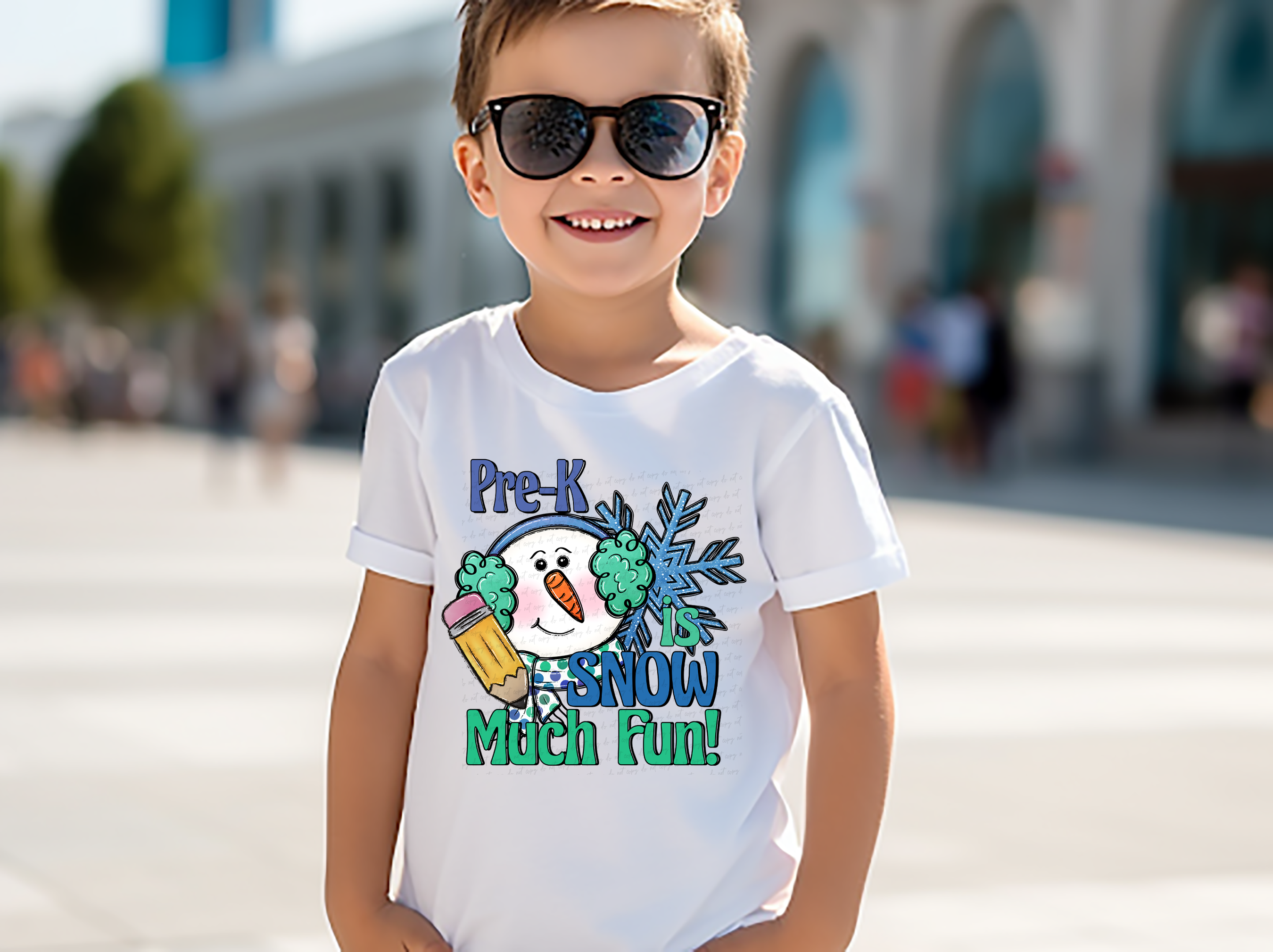 Pre-K Is Snow Much Fun Boy Snowman with Pencil and Snowflakes 117078 D ...