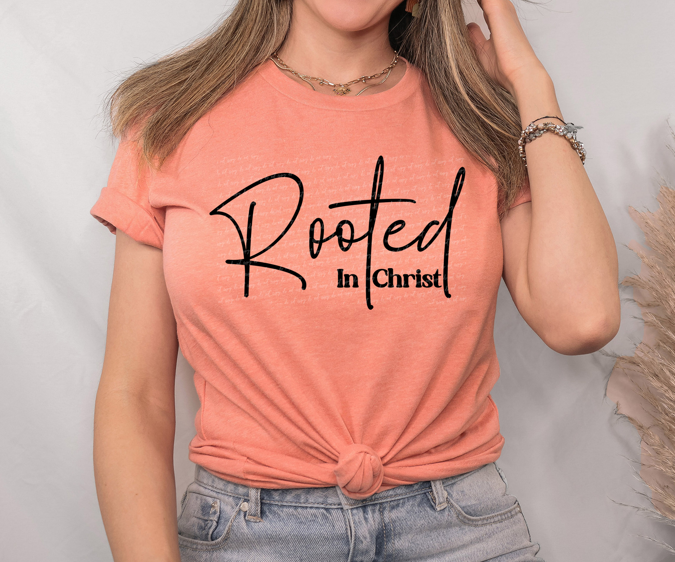 Rooted In Christ Cursive And Serif Font Black 89445 DTF Transfer – Mud ...