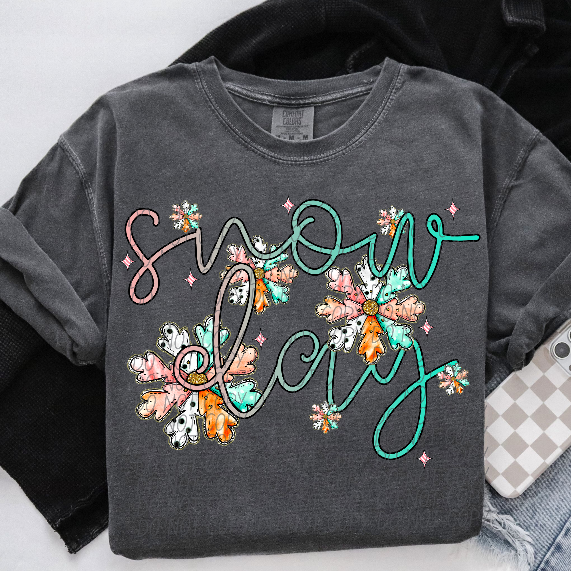 Snow day colorful snowflakes (City) DTF Transfer – Mud & Grace Transfers