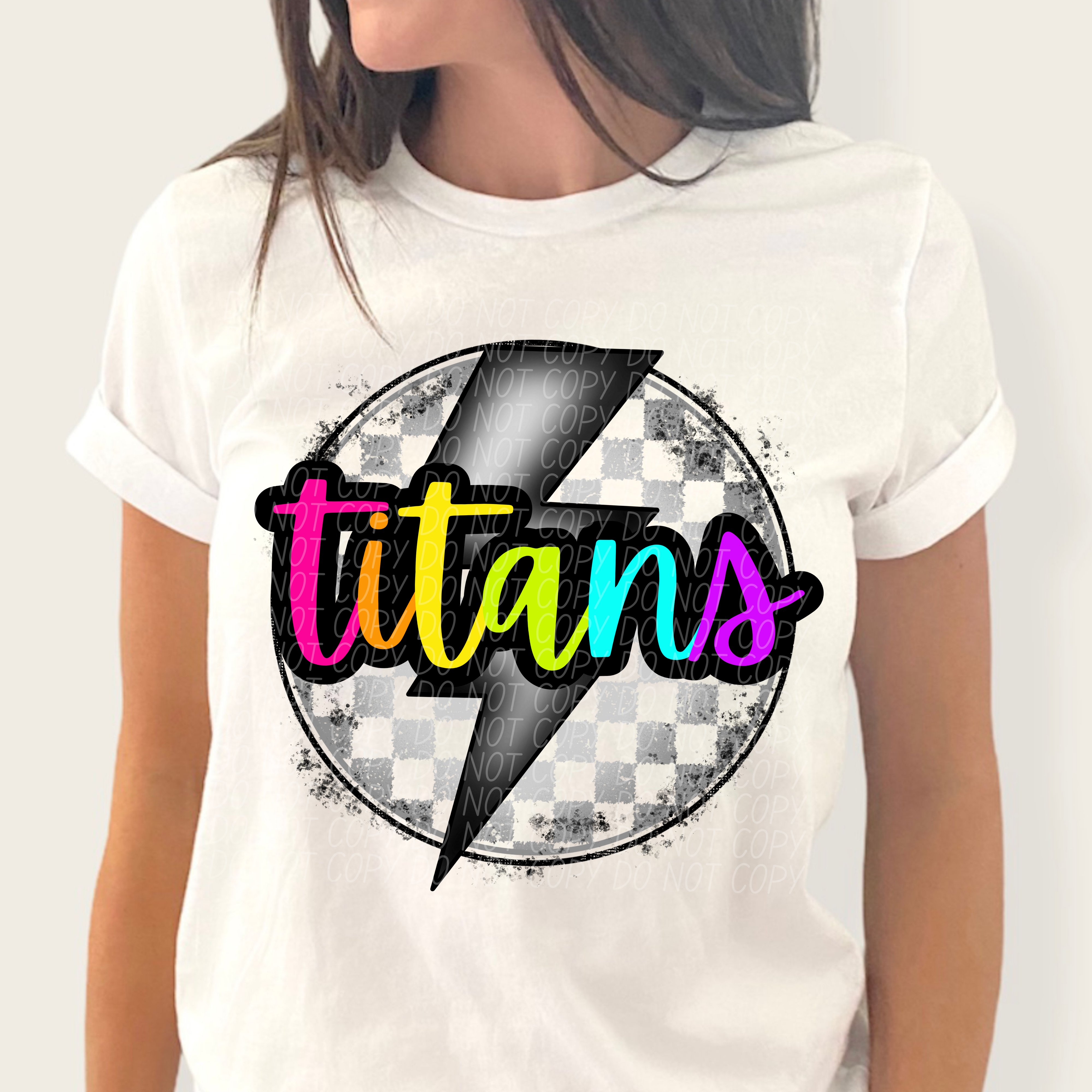 Titans BRIGHT COLORS FONT lightning bolt circle CITY DTF transfer – Mud ...