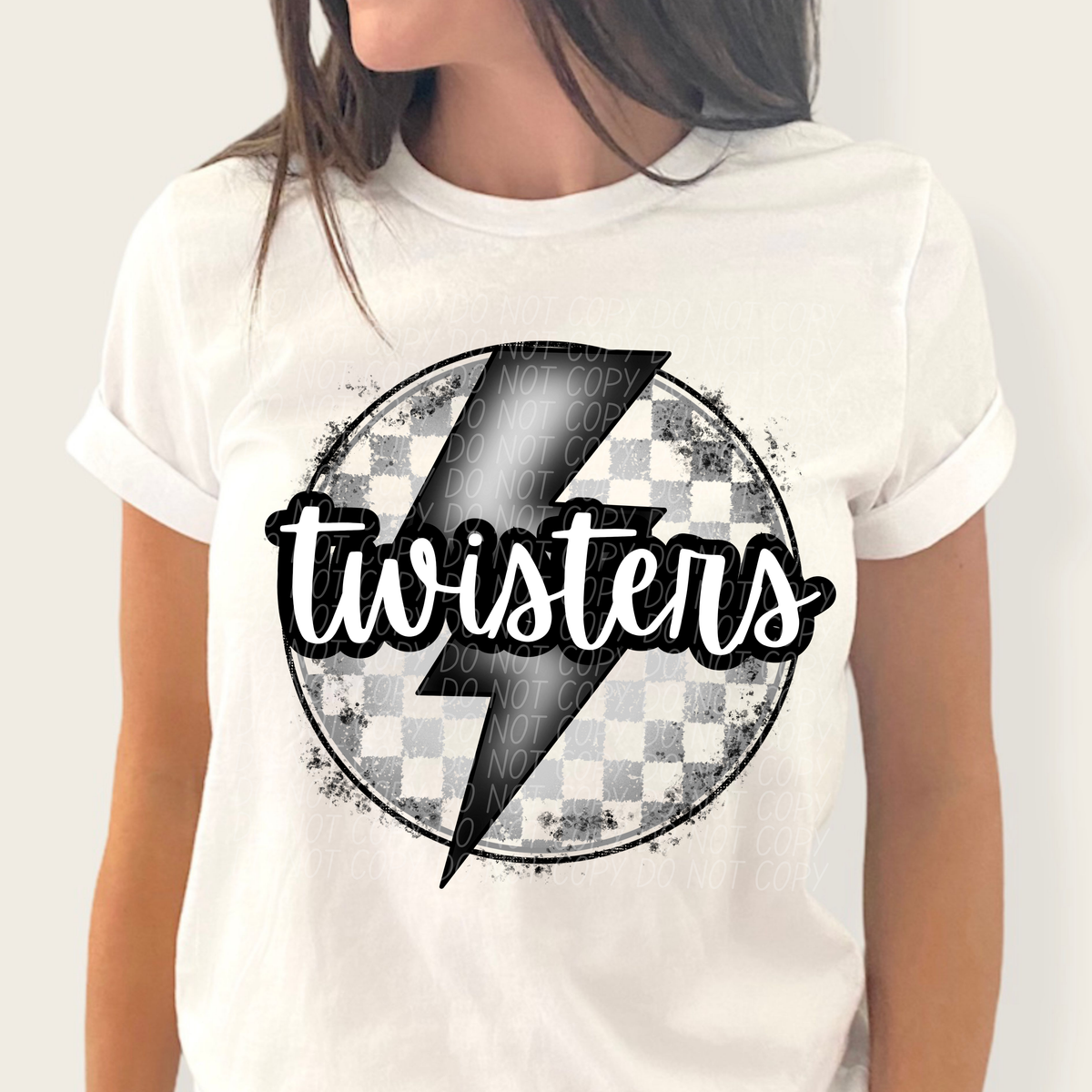 Twisters grey/silver lightning bolt circle CITY DTF transfer – Mud ...