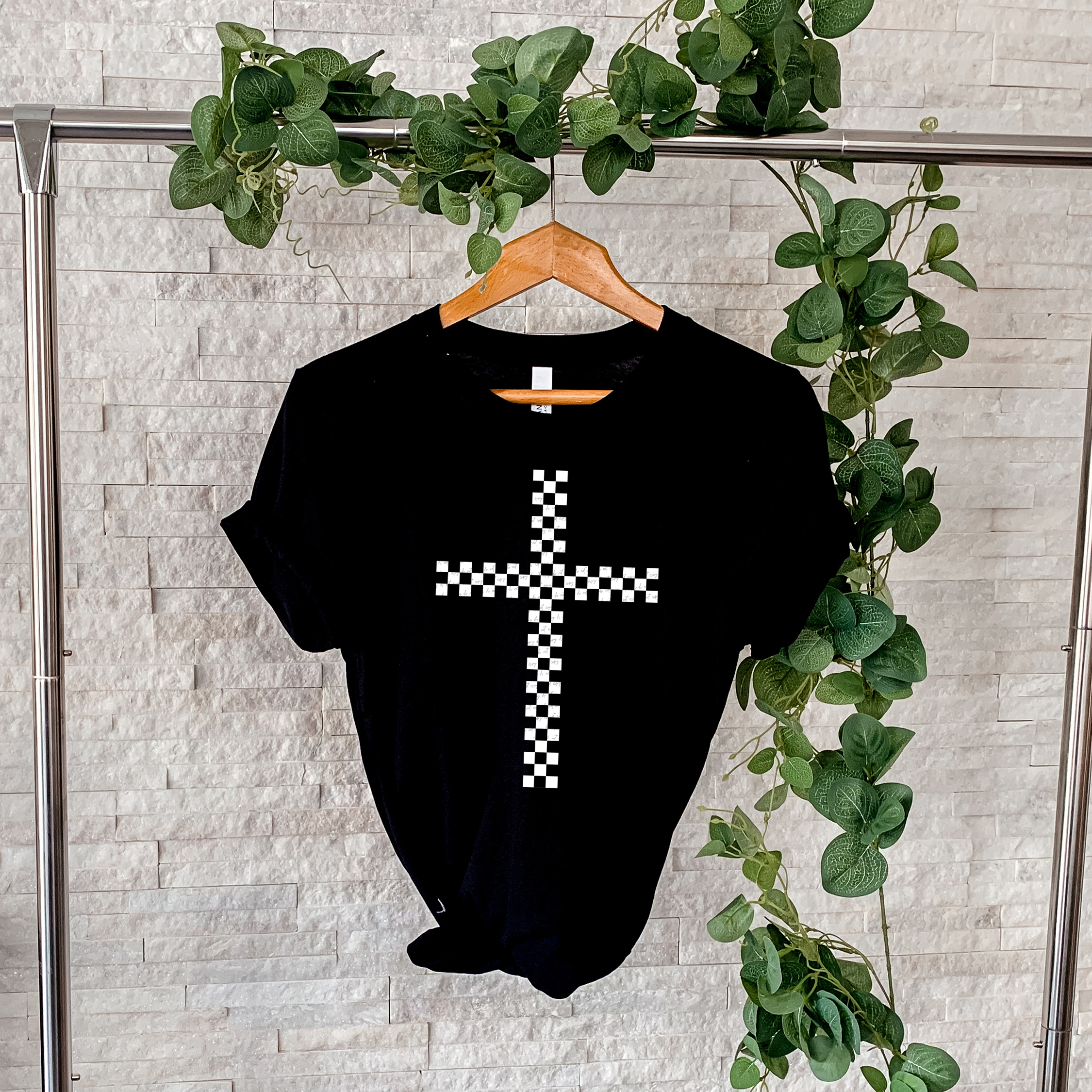White Checkered Cross 86814 DTF Transfer – Mud & Grace Transfers