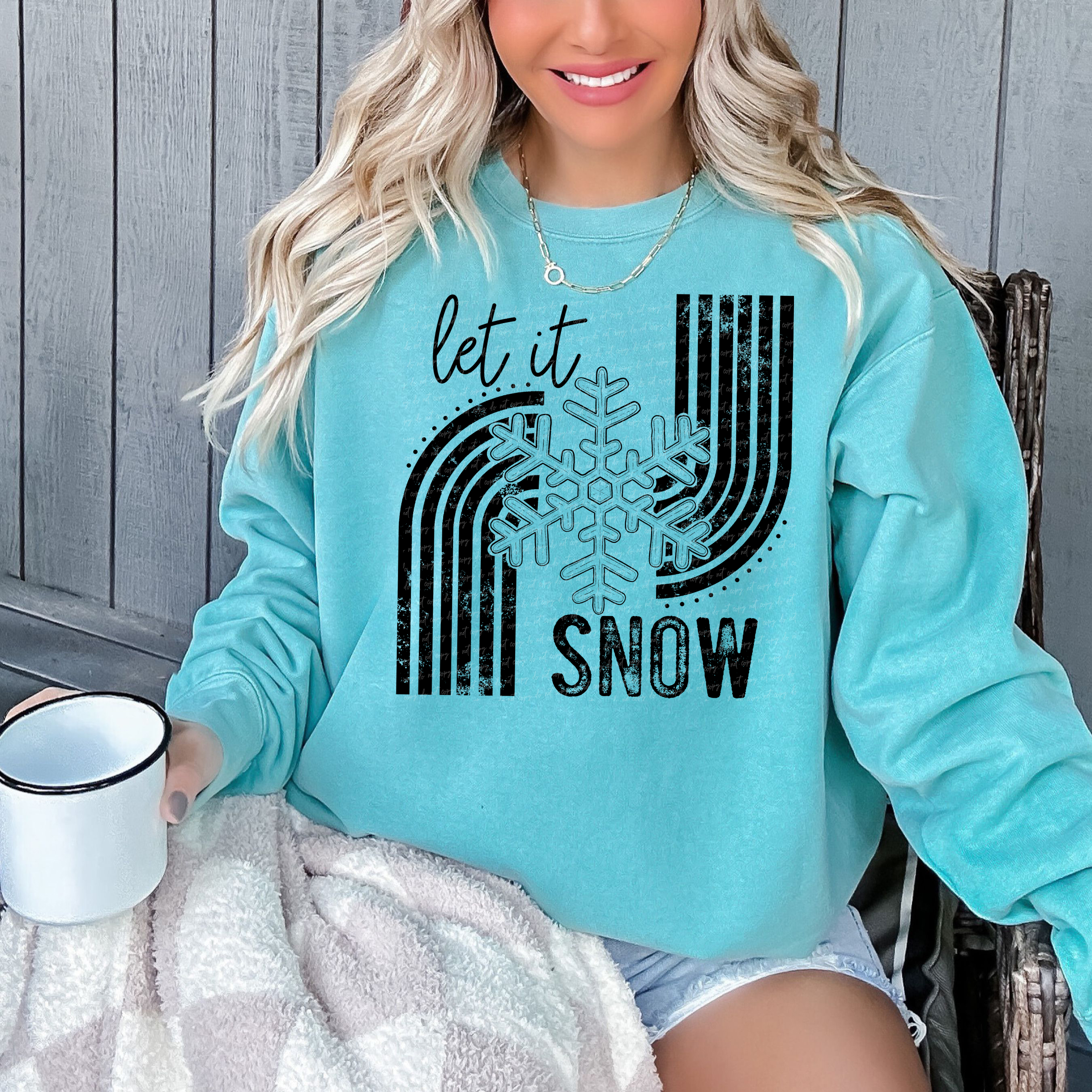 Let It Snow Black Snowflakes 115993 DTF Transfer – Mud & Grace Transfers