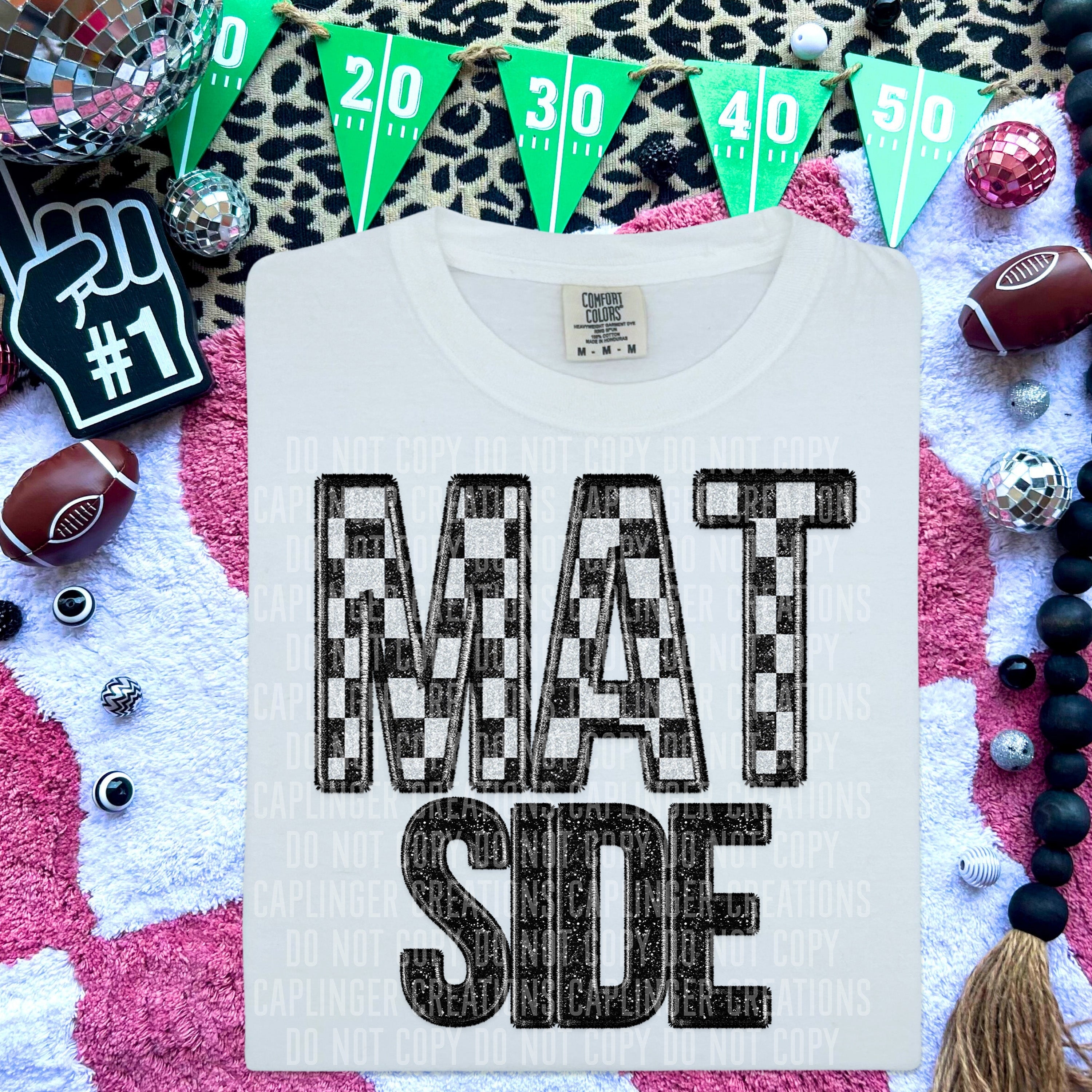 Mat side checkered black (Caplinger) DTF transfer – Mud & Grace Transfers