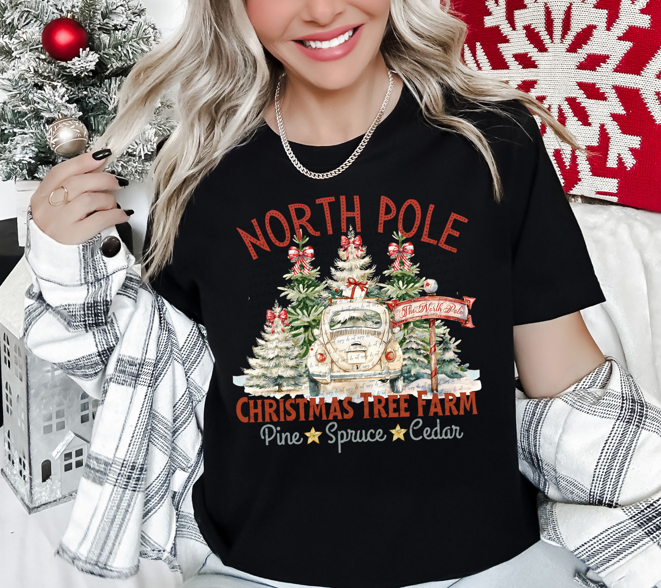 North Pole Christmas Tree Farm Pine Spruce Cedar 54251 DTF transfer ...