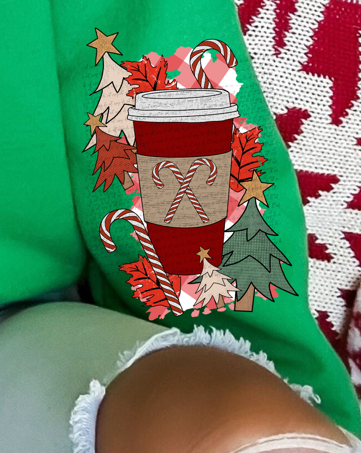 Peppermint Coffee (Sleeve Print) 61233 DTF Transfer – Mud & Grace Transfers