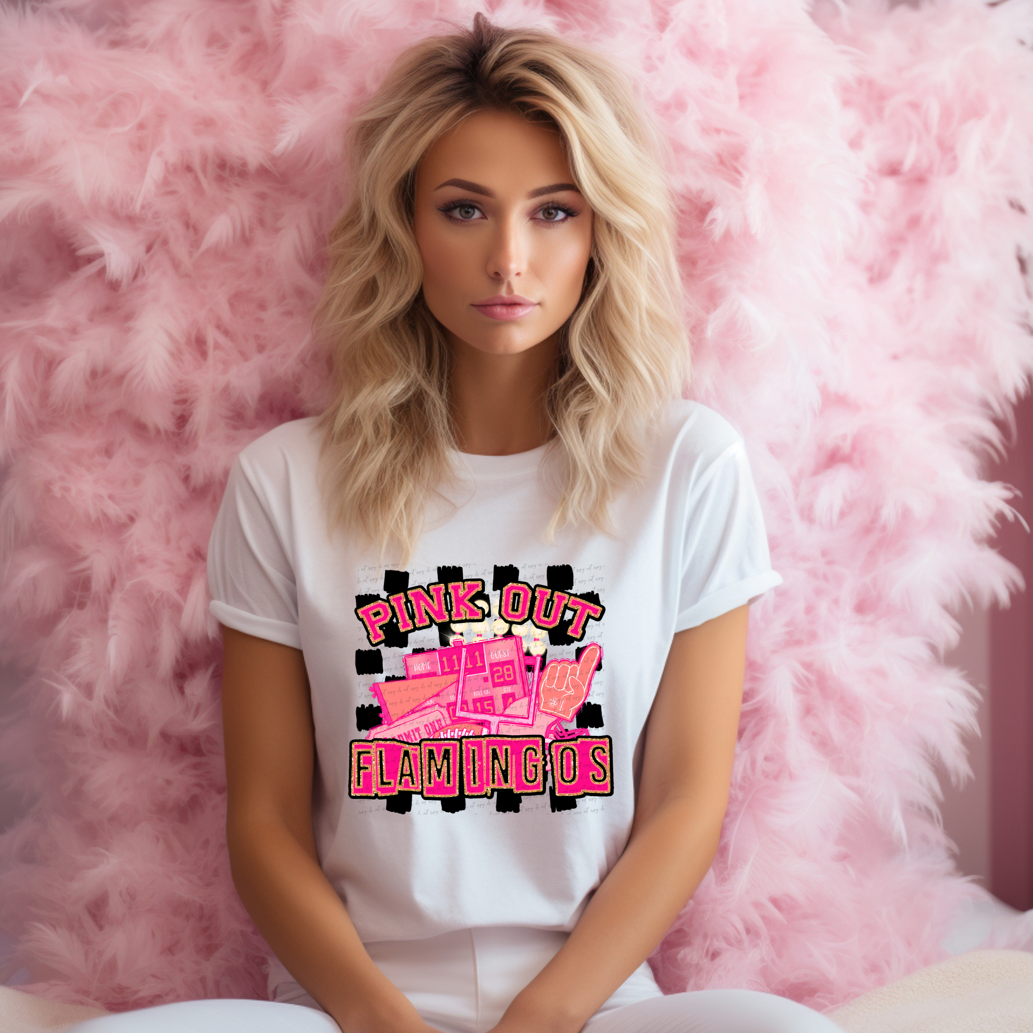 Pink Out Flamingos Checkered Background 61388 DTF transfer – Mud ...
