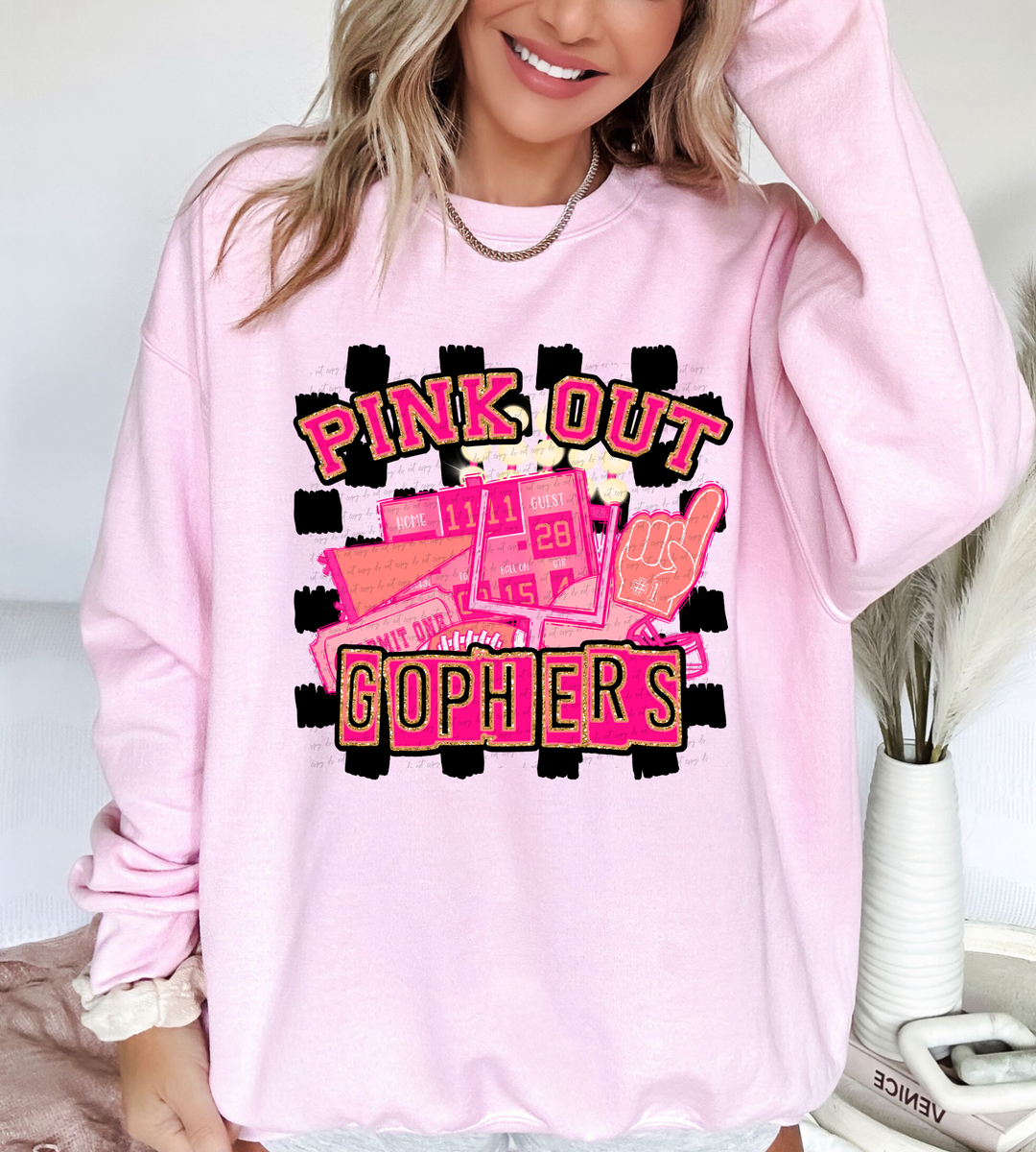 Pink Out Gophers Checkered Background 61404 DTF transfer – Mud & Grace ...