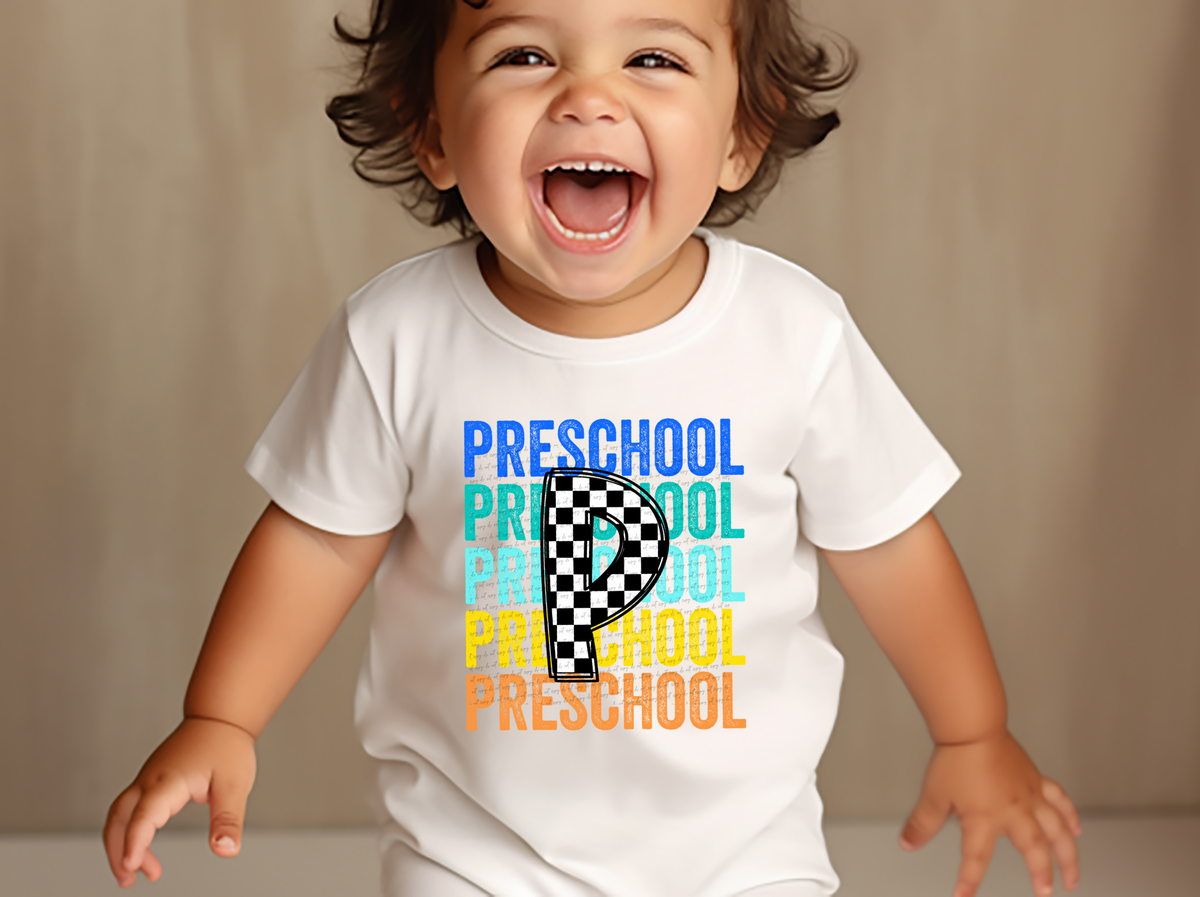 Preschool Checkered (Word Stacked) 42208 DTF transfer – Mud & Grace ...