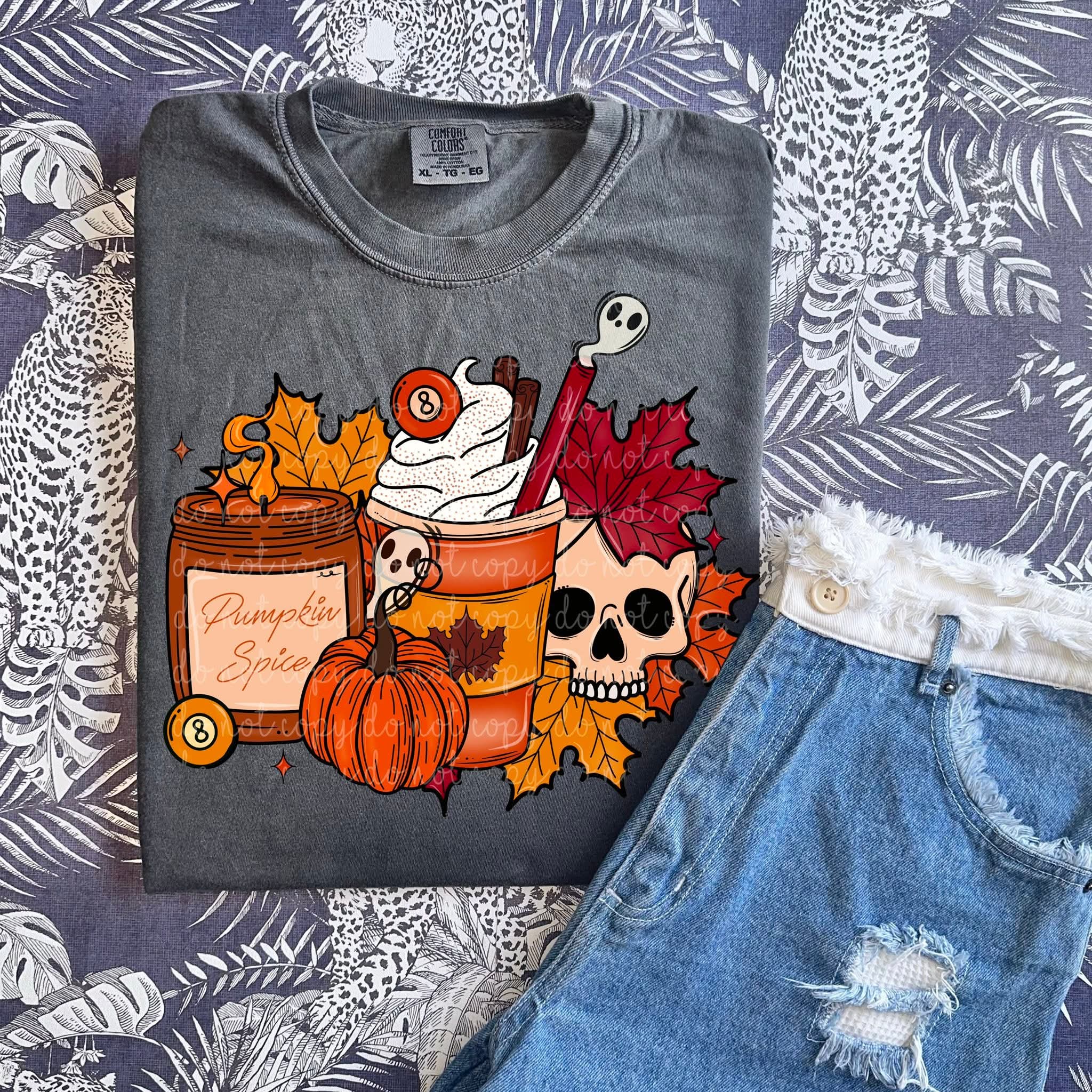 Pumpkin spice candle latte skellie leaves MMD DTF transfer – Mud ...