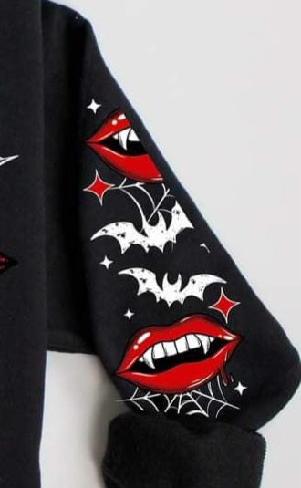 Vampire lips white webs and bats SLEEVE (CSC) 43948 DTF TRANSFER – Mud ...