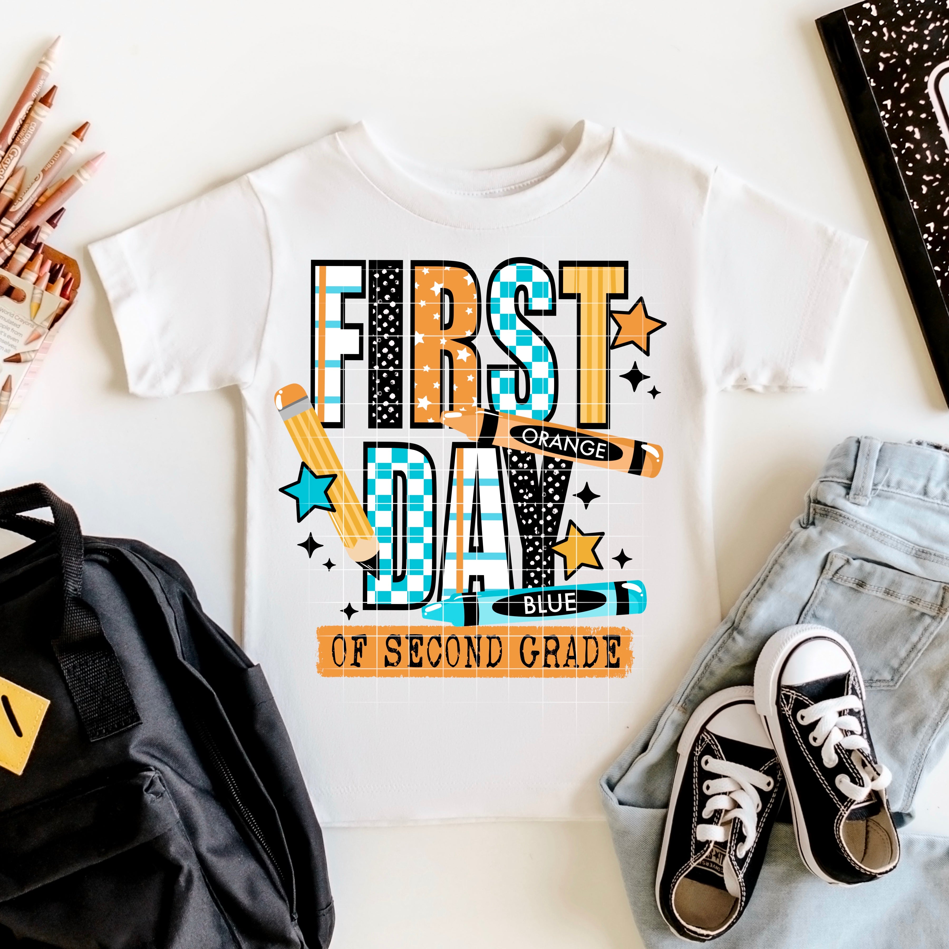 First day of second grade BOY CSC DTF transfer – Mud & Grace Transfers