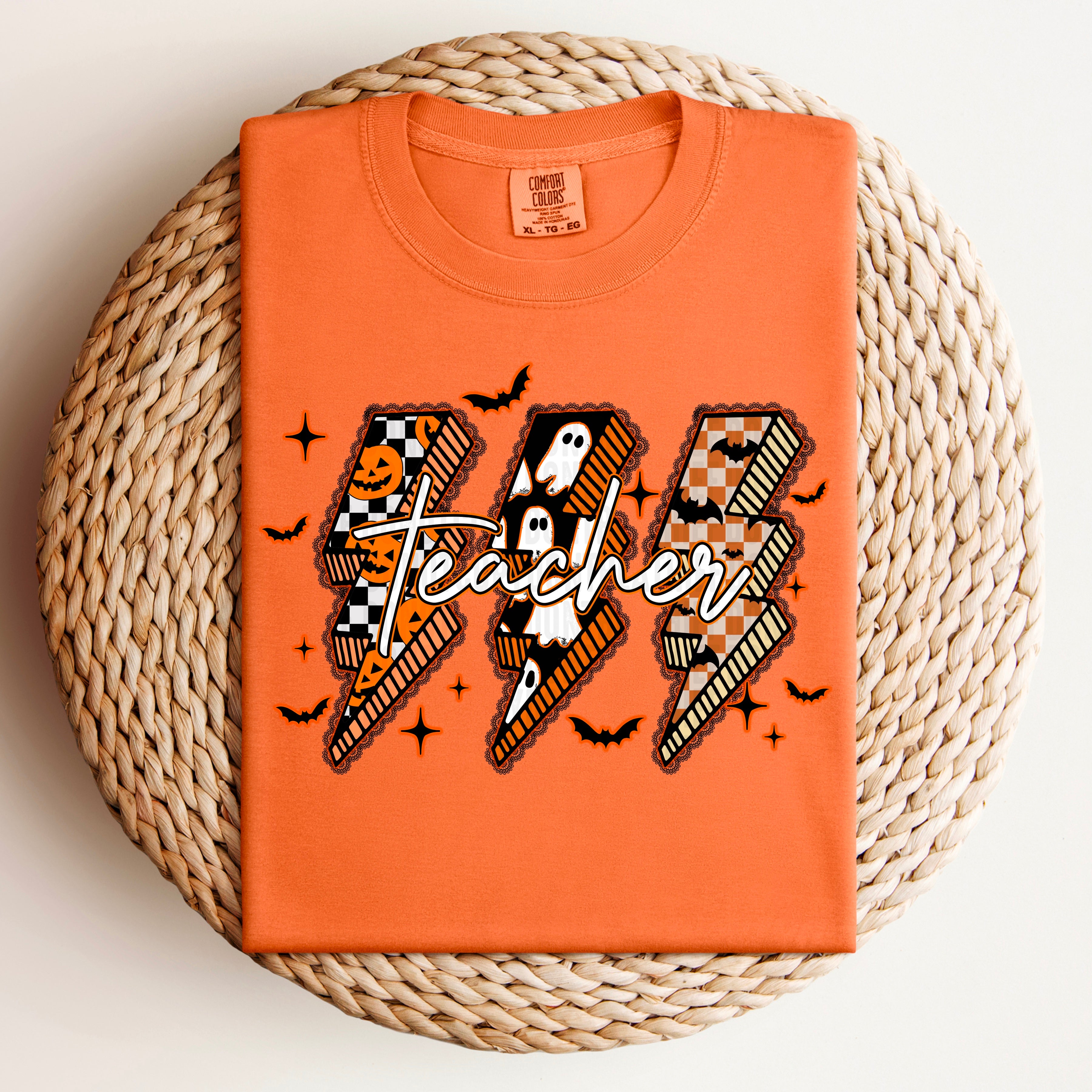 Teacher halloween lightning bolts BLACK LACE 111150 DTF transfer – Mud ...