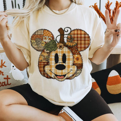 Mouse patchwork pumpkin Tuesday Deal DTF – Mud & Grace Transfers