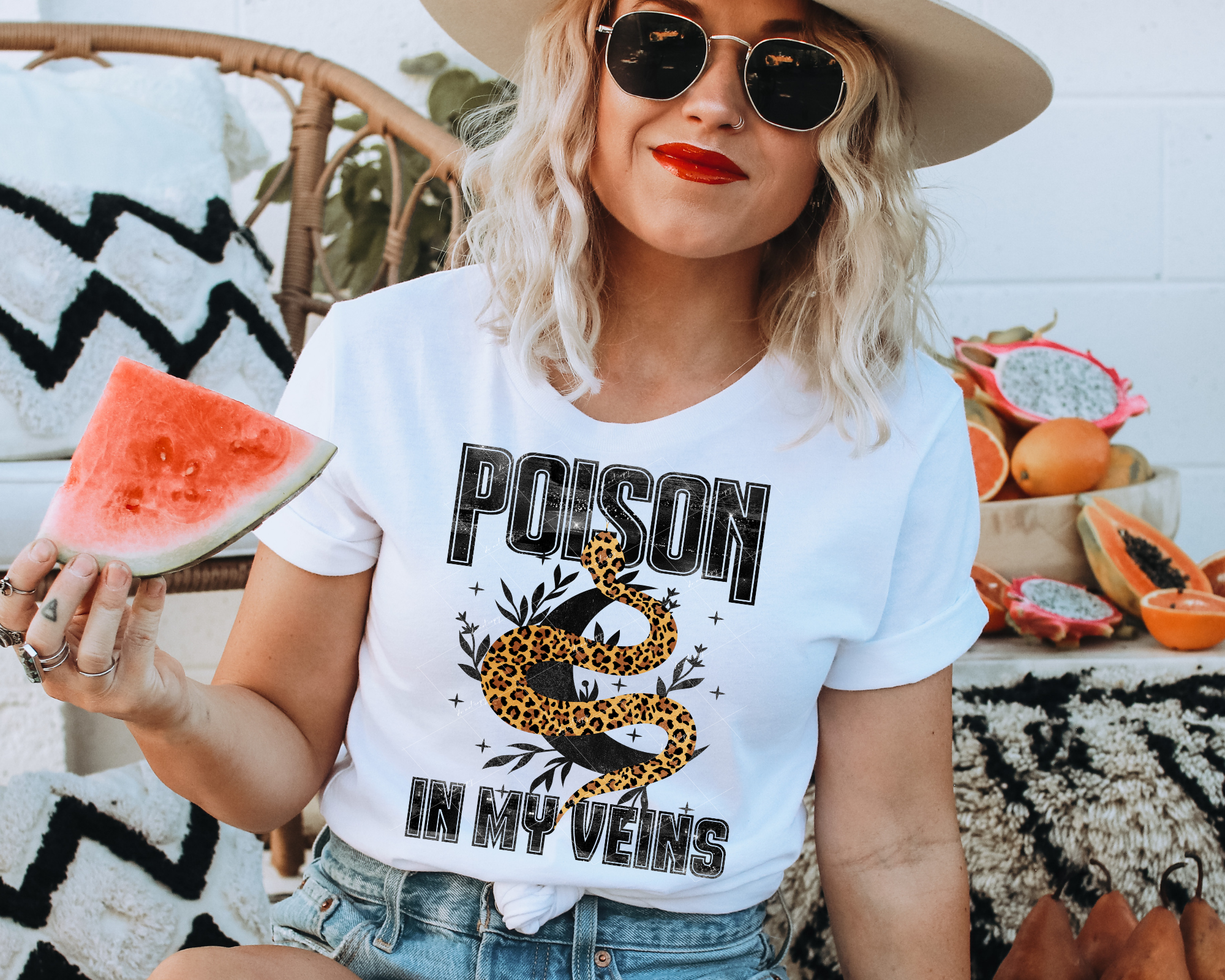 Poison In My Veins (leopard print snake, black moon, black box letteri ...