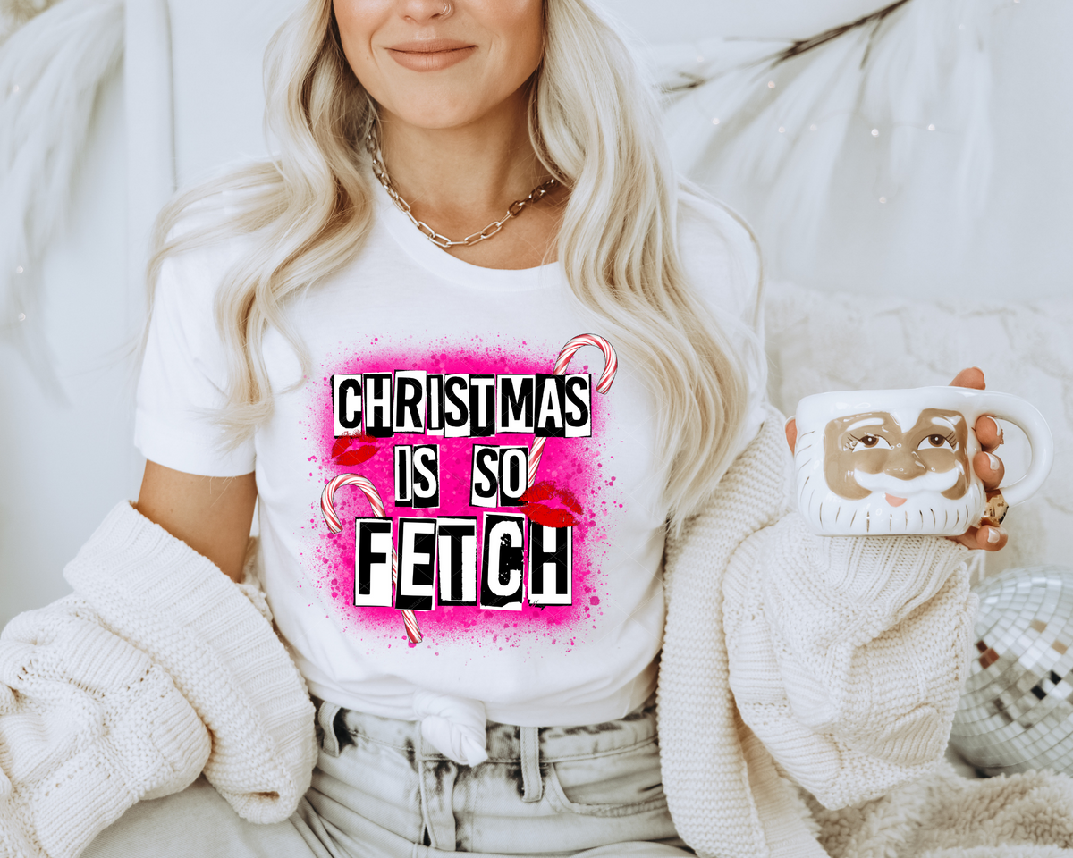 Christmas Is So Fetch Candy Canes Hot Pink Lips 8638 DTF TRANSFER – Mud ...