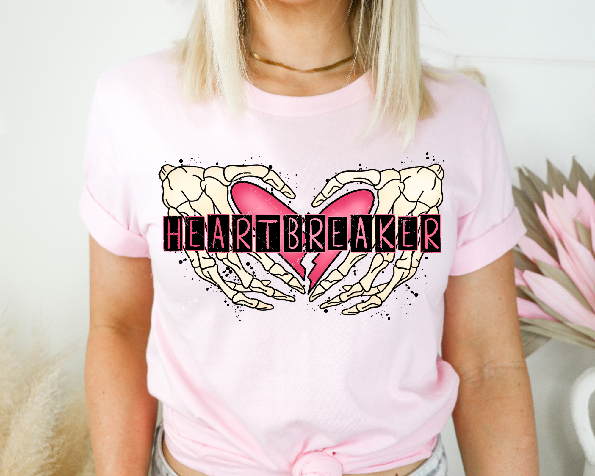 Heart Breaker (heart held by skeleton hands, blocks with letters, pink ...